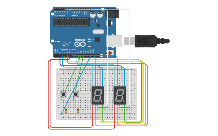 Circuit design 7 SEGMENT DISPLAY 2 DIGIT - Tinkercad