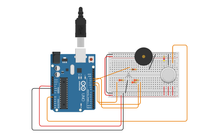 Circuit design gas sensor - Tinkercad