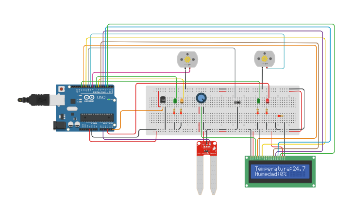 Circuit Design Lcd Sensor Temperatura Y Humedad Tinkercad
