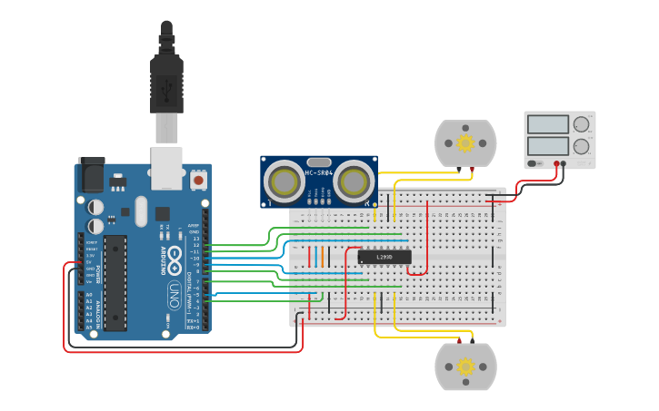 Circuit Design Obstacle Avoidance Robot Tinkercad