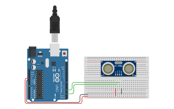 Circuit design Sonar Distance - Tinkercad