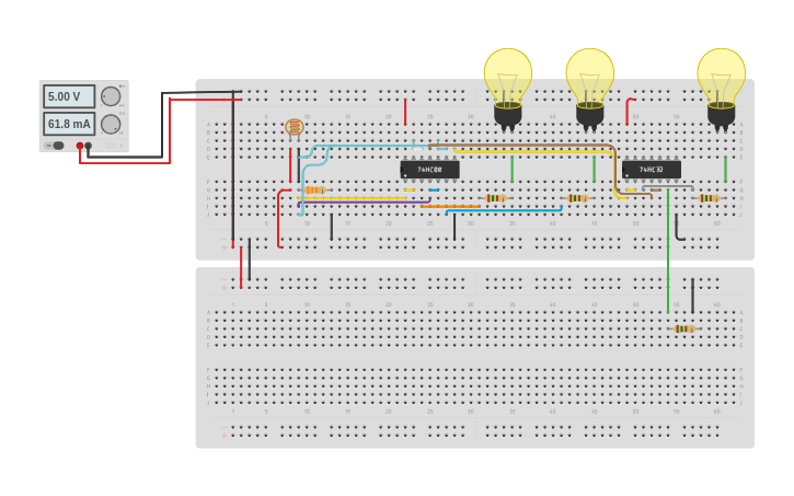 Circuit design Automatic night light using NAND gate Project - Tinkercad