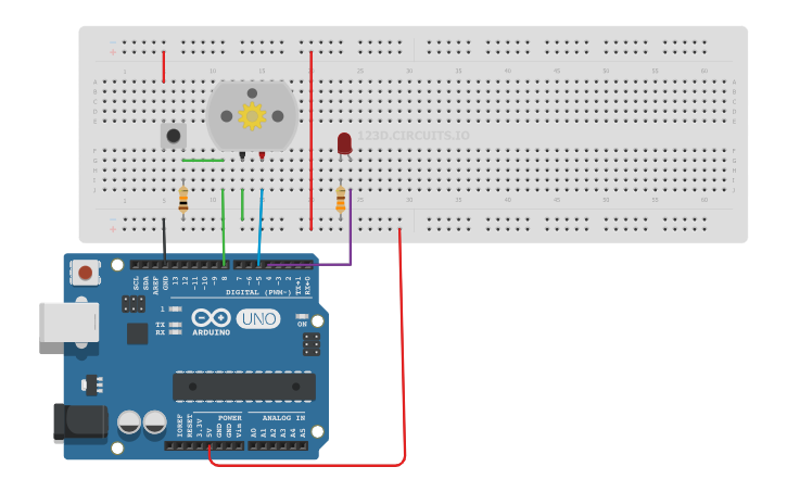 Circuit design PRÁCTICA Push button - Tinkercad