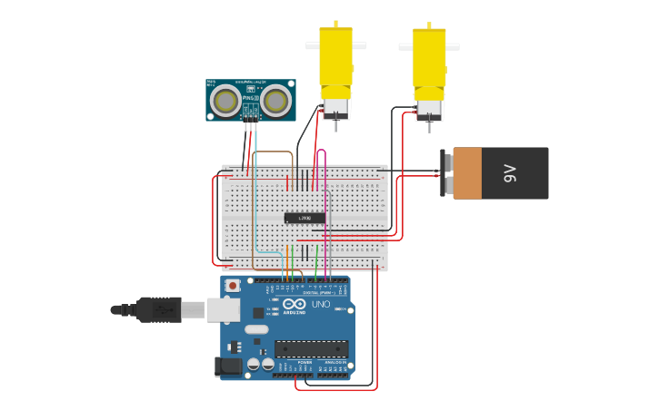 Circuit design Obstacle Avoidance Robot - Tinkercad