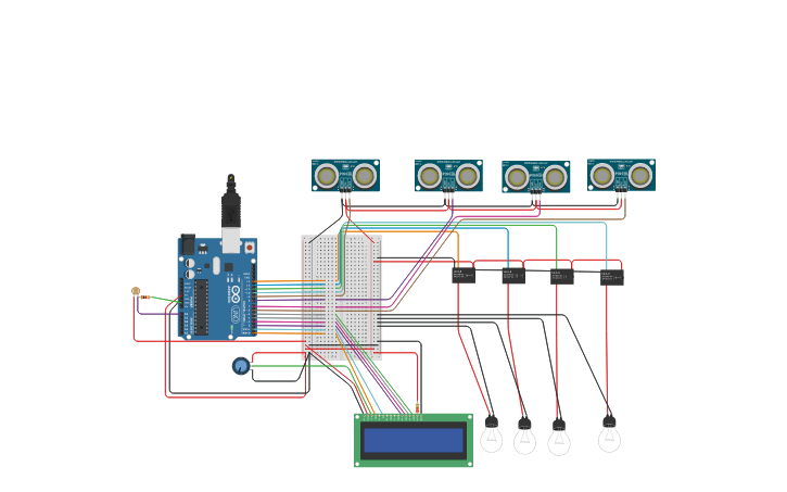Circuit design Smart street lights - Tinkercad