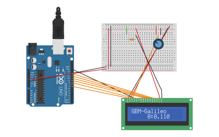 Circuit design Reloj de tiempo en ejecucion con Arduino | Tinkercad