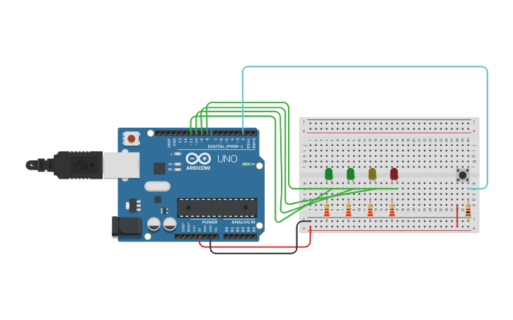 Circuit design semaforo - Tinkercad