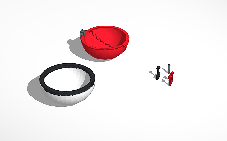 3D design Working pokeball with hinge - Tinkercad