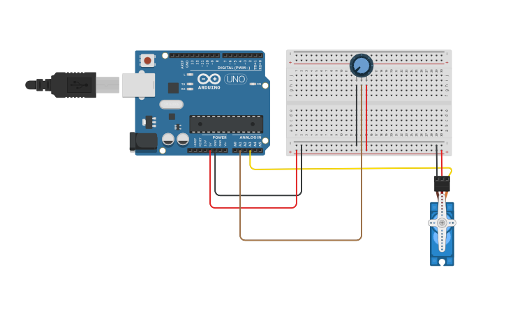 Circuit design Potentiometer - Tinkercad