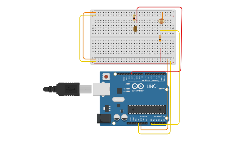 Circuit design arduino photoresistor - Tinkercad