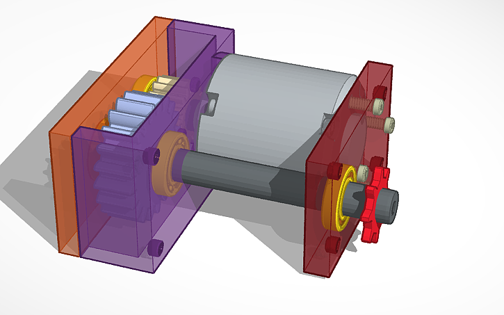 3D design gear box with motor - Tinkercad