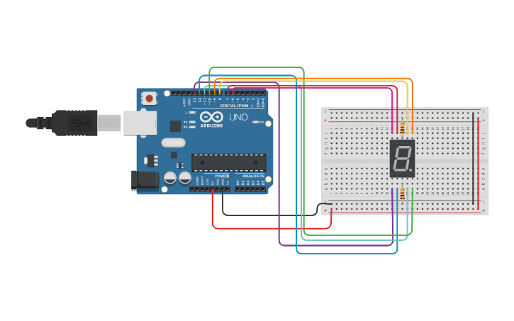 Circuit design 7 Segment Display | Tinkercad