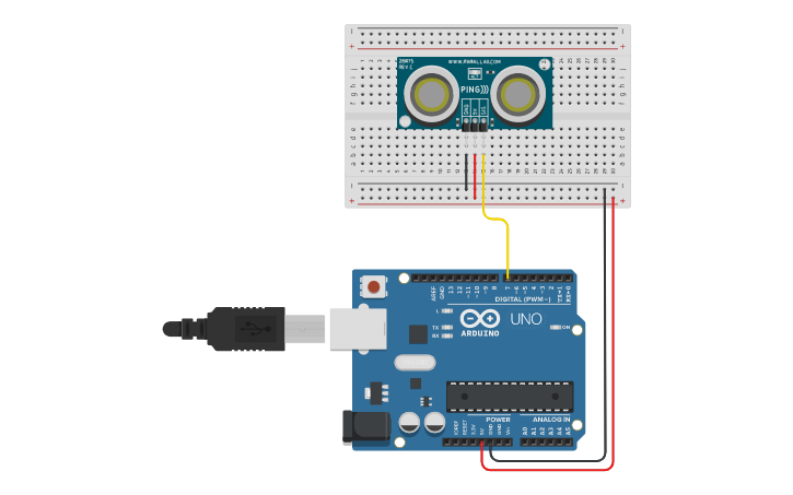 Circuit design UltraSonic Sensor - Tinkercad