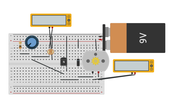 Circuit design transistor - Tinkercad