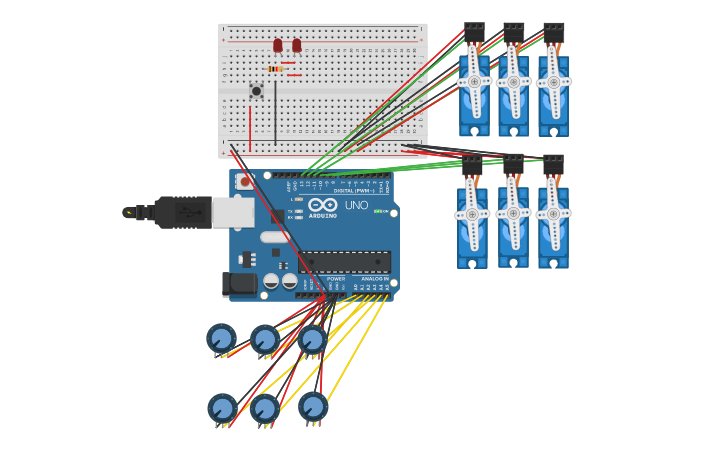 Circuit design Mano robotica - Tinkercad