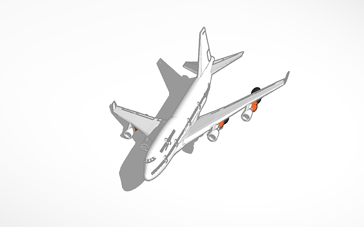 3D design Passenger plane with engines on fire - Tinkercad