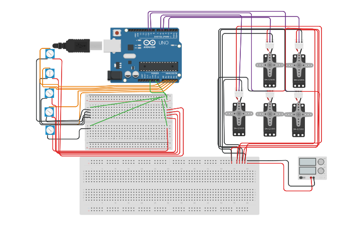 Circuit design Robot arm - Tinkercad