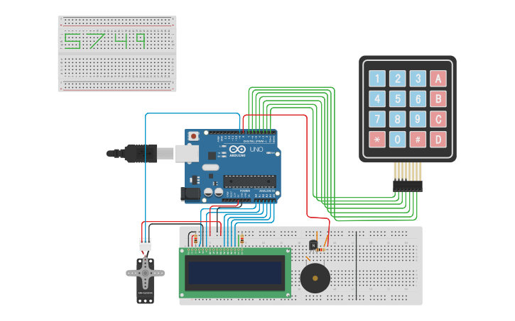 Circuit design Wachtwoord Systeem V12 | Tinkercad