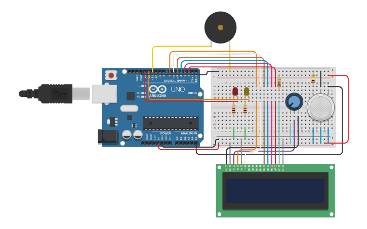 Circuit design Instalaciones de sistemas contra incendio - Tinkercad