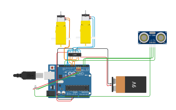 Circuit design Copy of PT#1 ROBOT CAR - Tinkercad