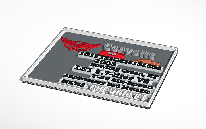 3D design 50th Corvette Plaque | Tinkercad