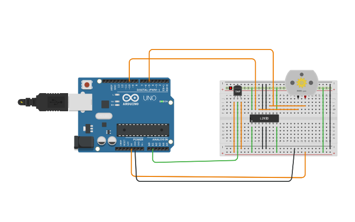 Circuit design Smart Irrigation System - Tinkercad