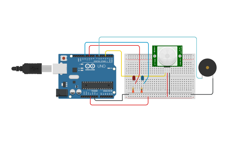 Circuit Design Sensor Pir Tinkercad