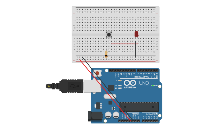 Circuit design led con pulsante | Tinkercad