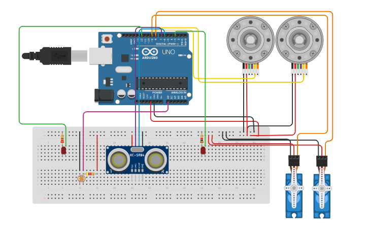 Circuit design Self Driving Car Control using Arduino - Tinkercad