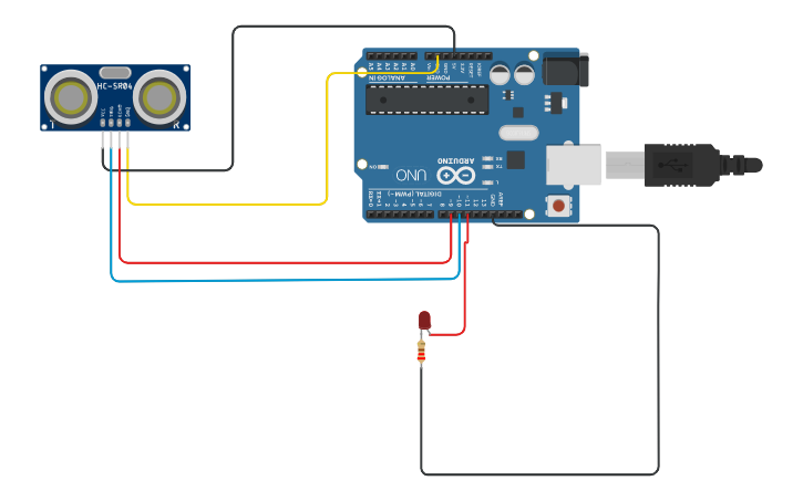 Circuit design ultra sonic - Tinkercad