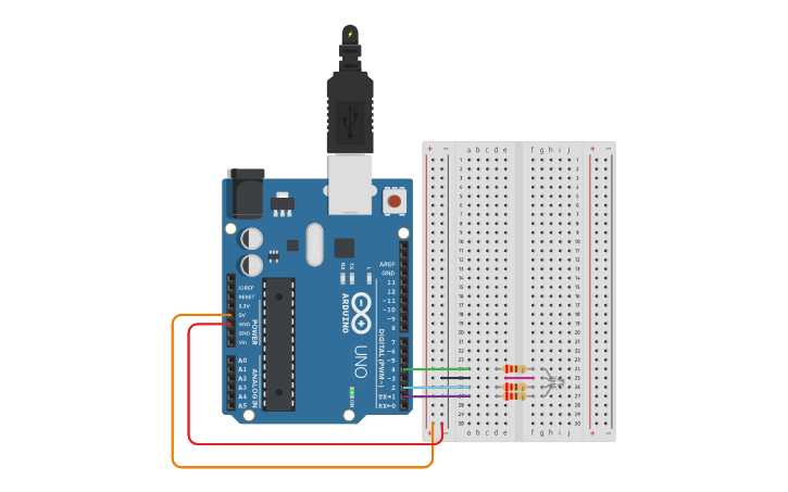 Circuit design LED RGB - Tinkercad