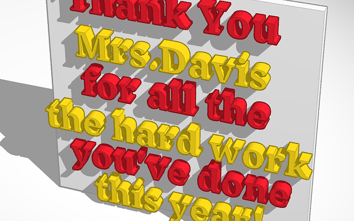 3D design Thank You Mrs.Davis | Tinkercad