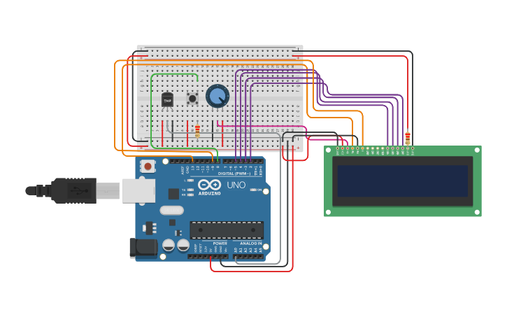 Circuit design Laboratory#10 - Interfacing with Liquid Crystal Displays - Tinkercad