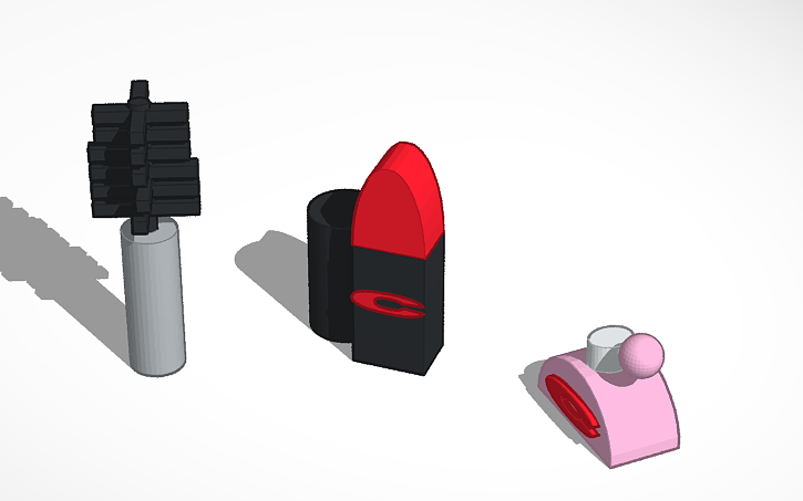3D design Cosmetics Kit lipstick, mascara, & perfume bottle | Tinkercad
