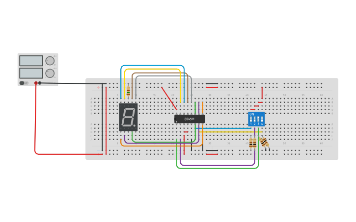 Circuit design Display de 7 Segmentos - Tinkercad