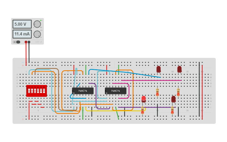 Circuit design SIPO Shift Register | Tinkercad