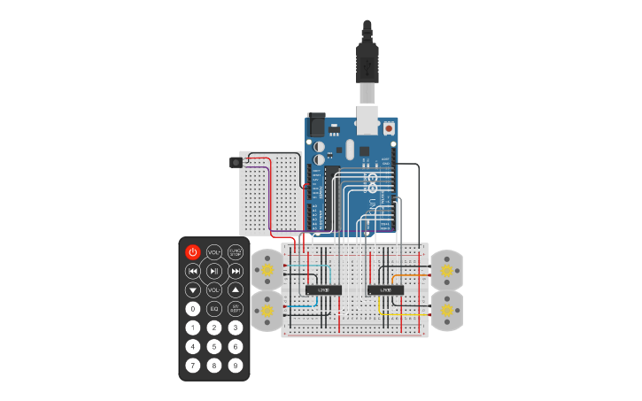 Circuit design IR Remote Controlled Motors - Tinkercad