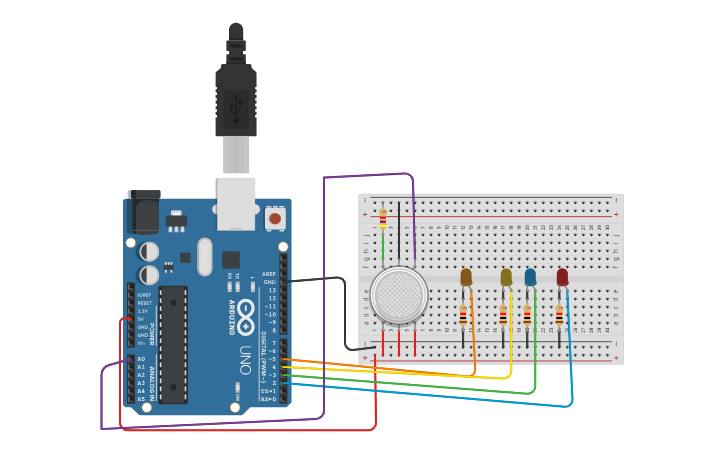 Circuit Design Prac8 Using Gas Sensor Tinkercad