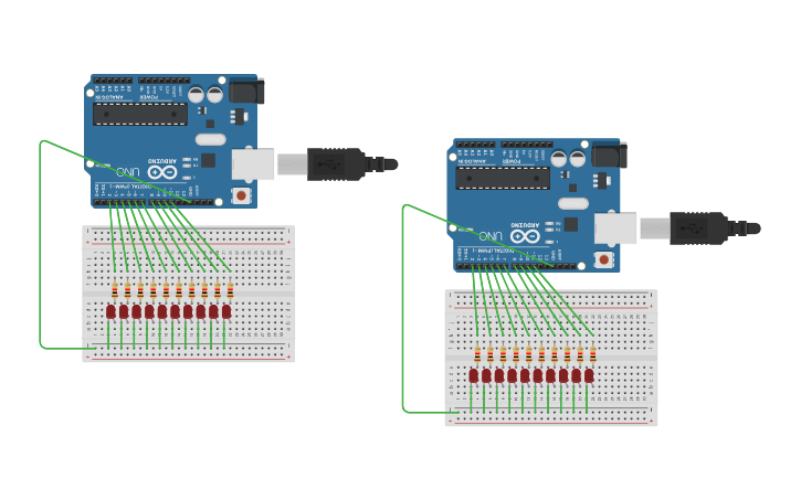 Circuit design 10 LED - Tinkercad
