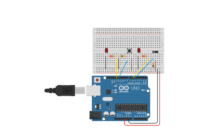 Circuit design Project1-Basic LED control - Tinkercad