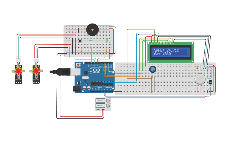 Circuit design FIRE SYSTEM - Tinkercad