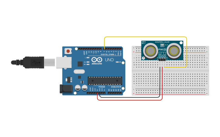 Circuit design Robotika - Sensor Jarak Ultrasonic | Tinkercad