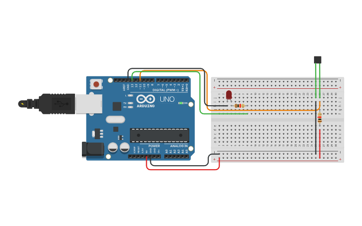 Circuit design Tilt/Vibration with LED Example | Tinkercad