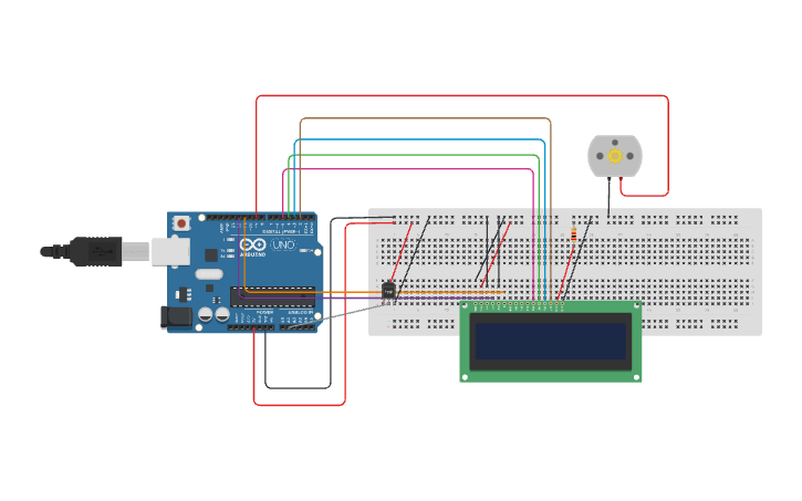 Circuit Design Temperature Based Fan Speed Control Using Arduino Uno R3 Tinkercad