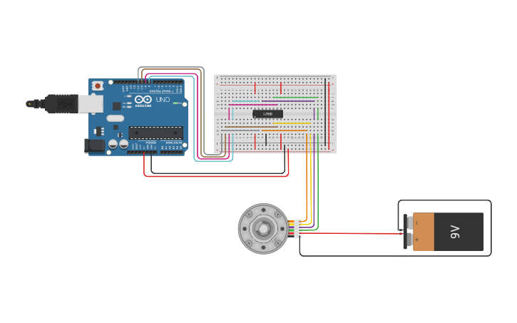 Circuit design Motor Stepper - Tinkercad