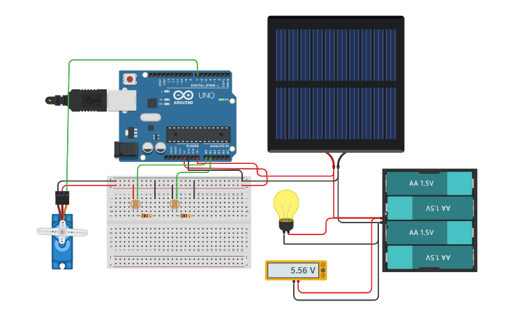 Circuit Design Solar Tracker System Tinkercad 