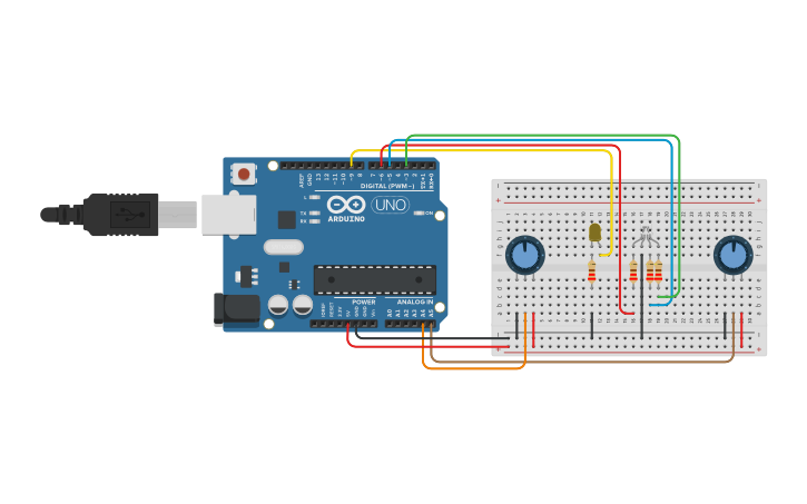 Circuit design Sesión 4 - Joystik con RGB - Tinkercad
