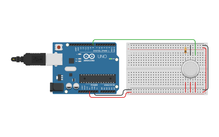 Circuit design MQ-2 - Tinkercad