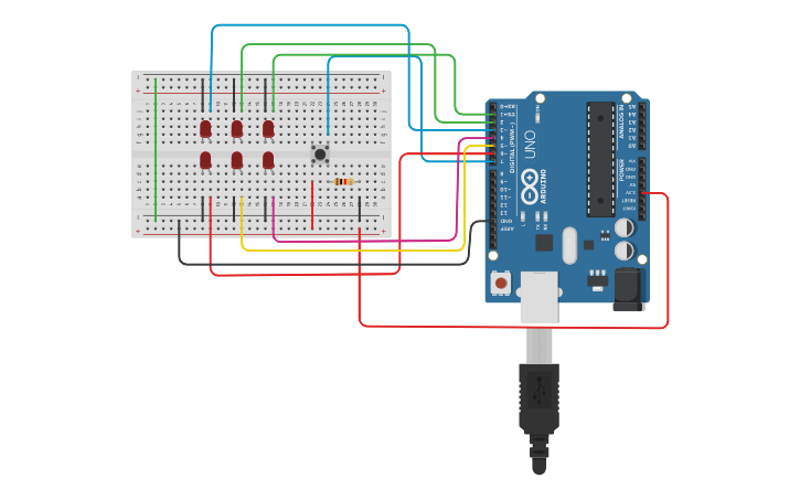 Circuit design Electronic Dice - Tinkercad