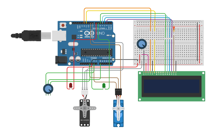 Circuit Design Servo Pemindah Barang Tinkercad